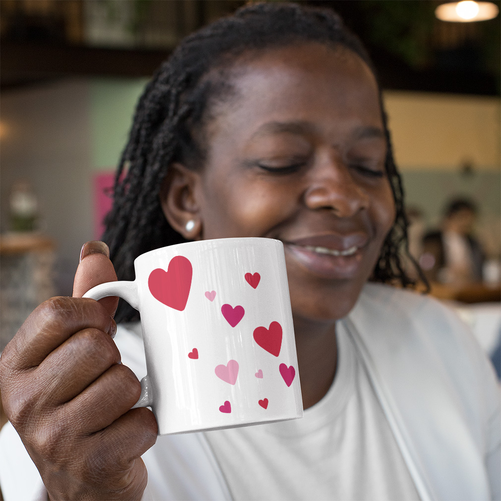 Ceramic Coffee Mug Dark Pink Hearts Holidays and Occasions Valentins ...